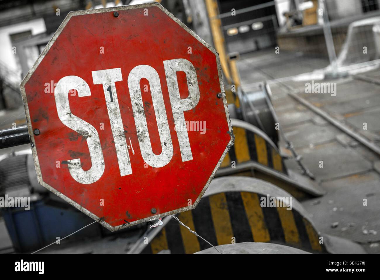 Rusty old stop sign in a building hi-res stock photography and images ...
