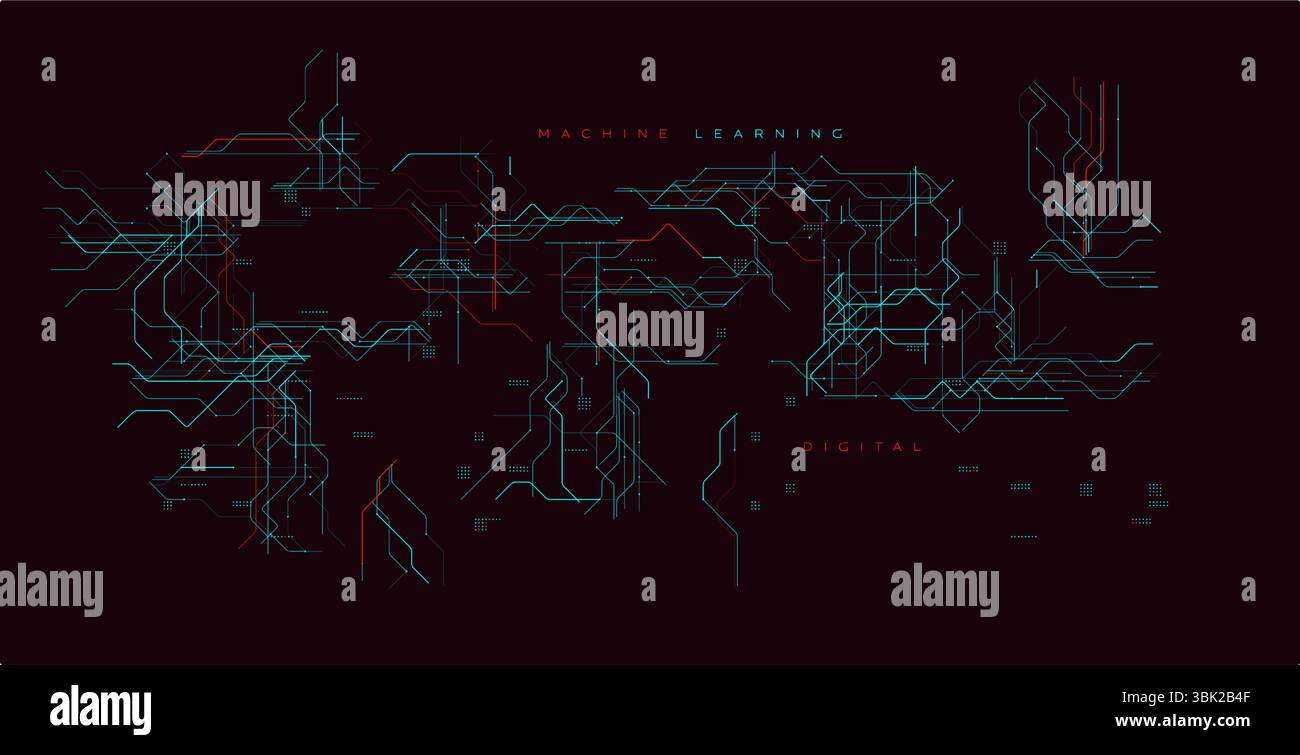 Machine Learning Circuit Network Background. Futuristic Neural Tech ...
