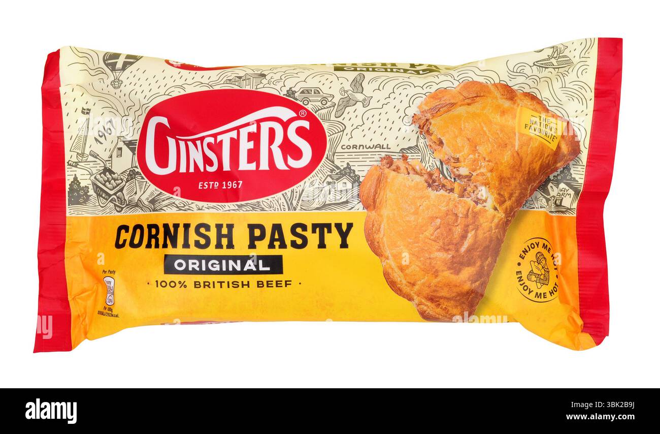 Ginsters original beef and potato Cornish pasty in a 227g pack Stock ...