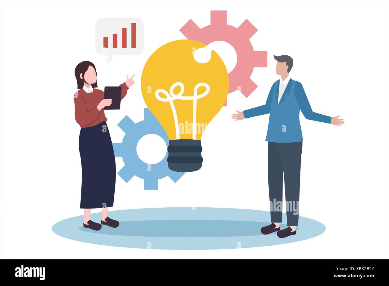 Innovation collaboration in business strategy with creative elements ...