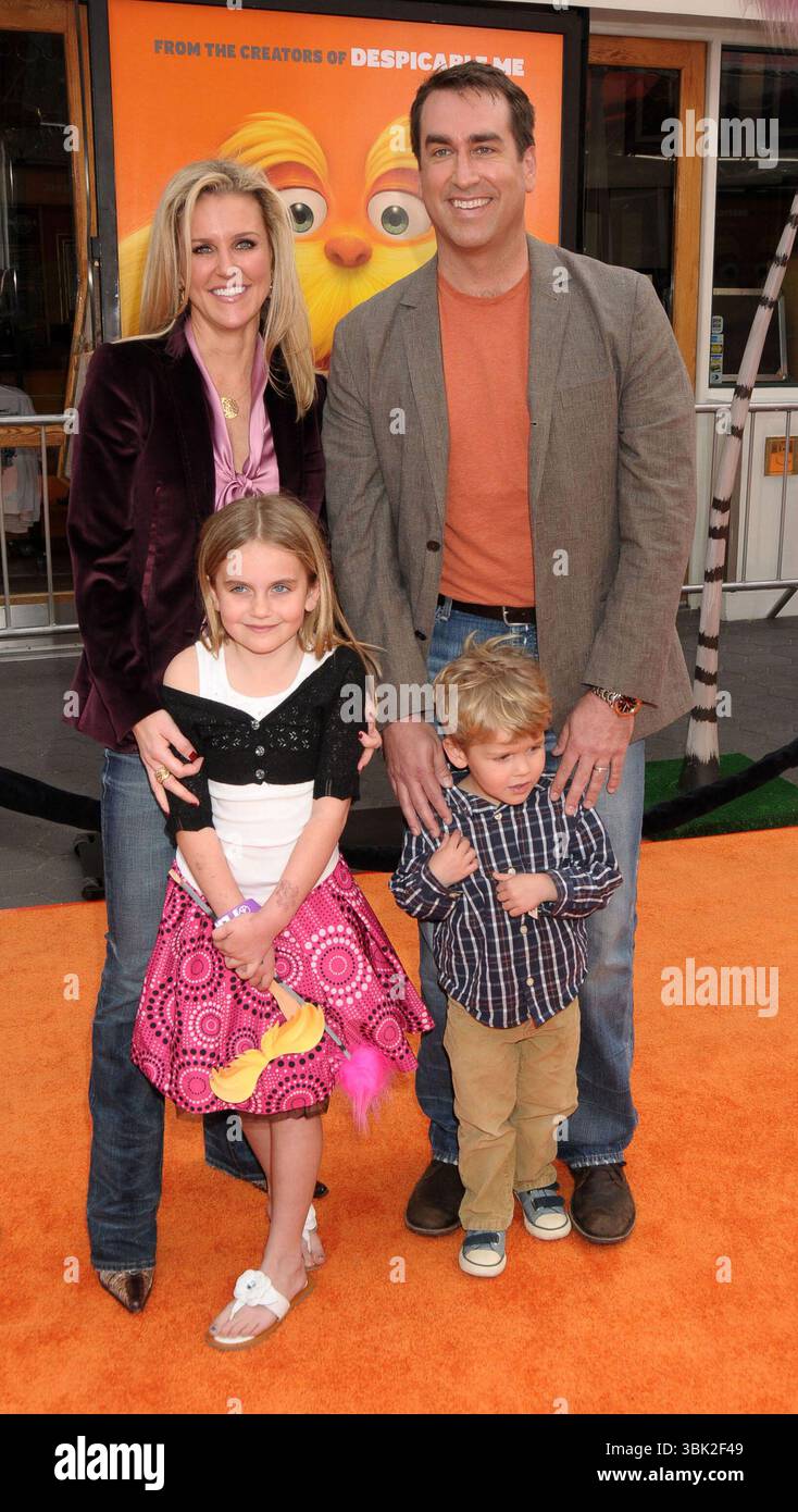 Ron Riggle with his family at the premiere of 'Dr. Seuss' The Lorax ...