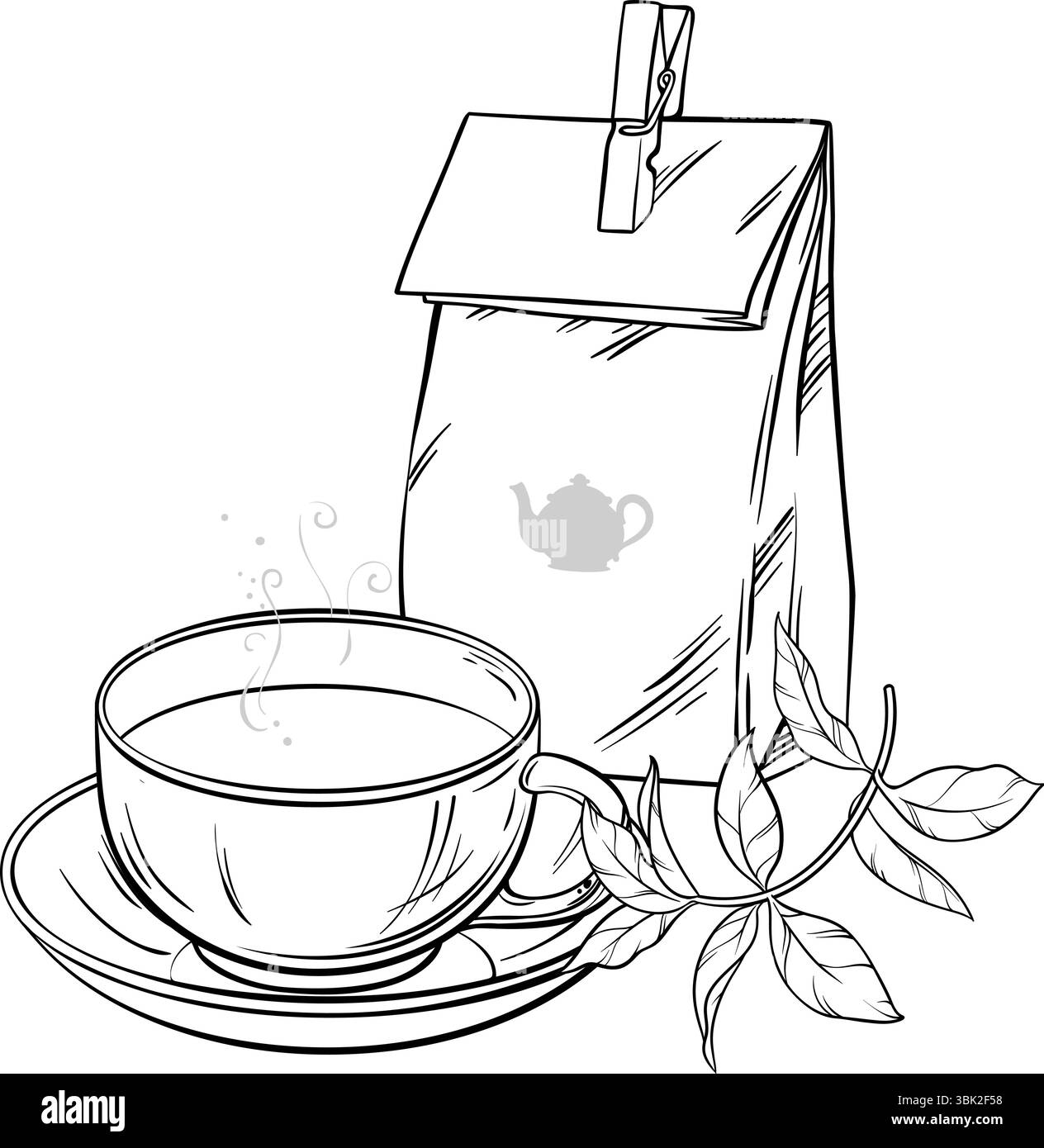 Tea leaf with tea cup Black and White Stock Photos & Images - Alamy