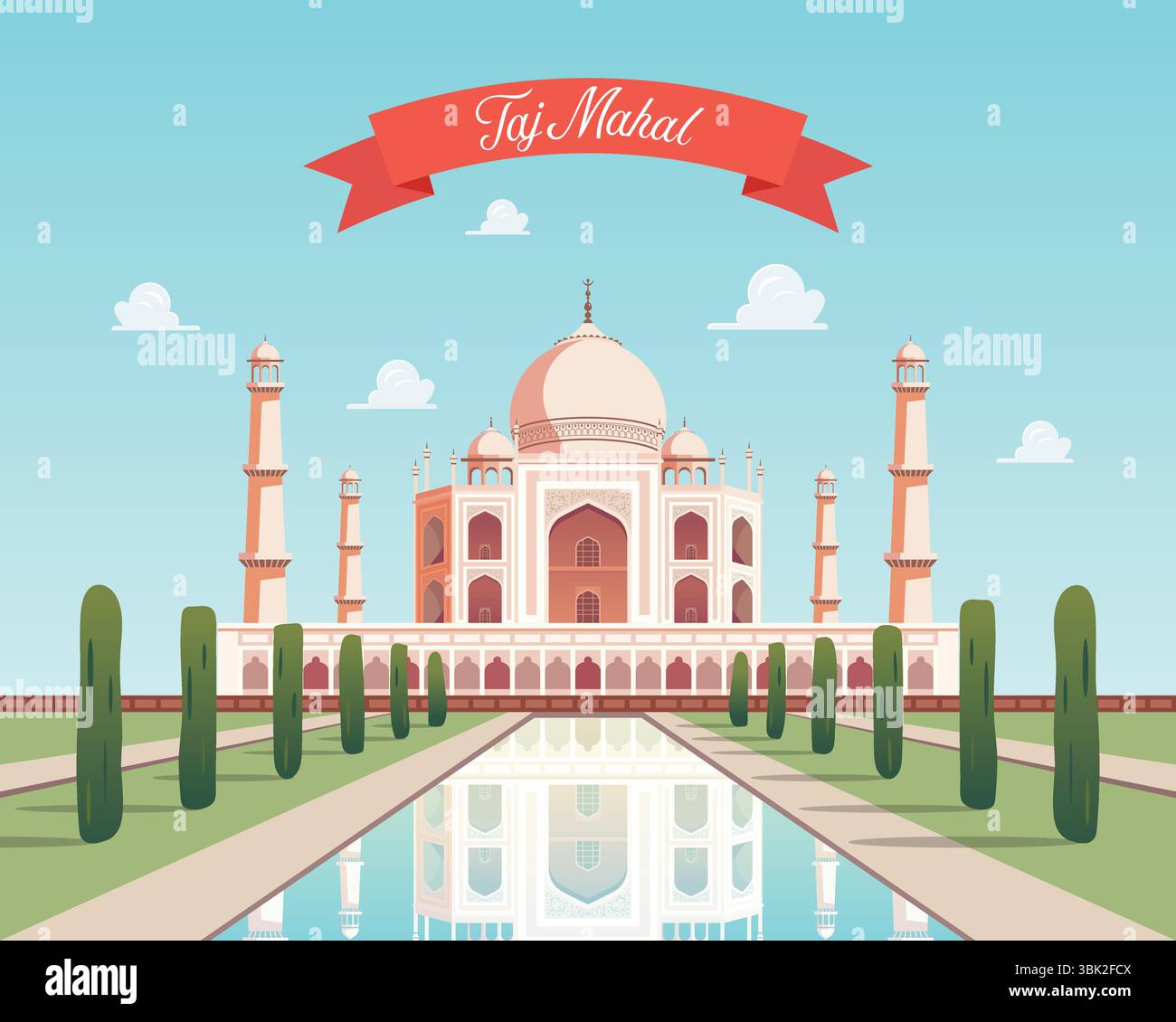 Taj Mahal palace against the sky poster. Vector illustration Stock ...