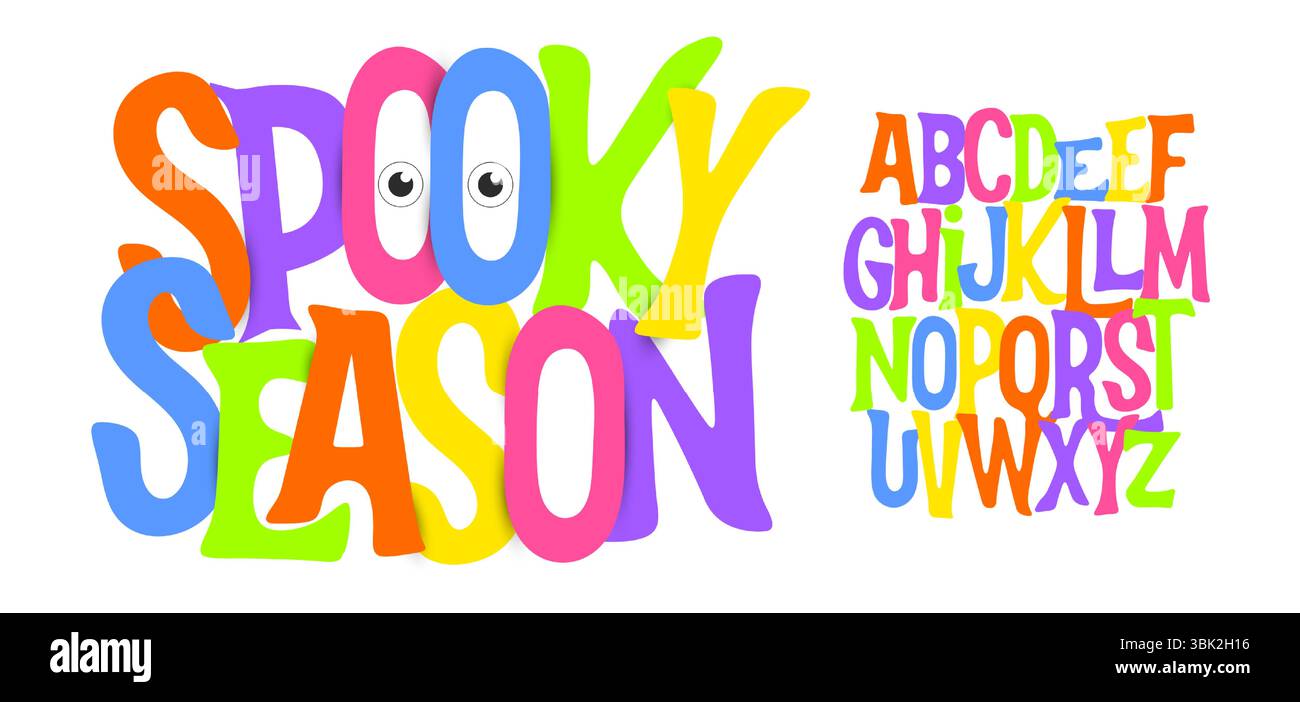 Halloween Fun Font, Funny Cartoon Alphabet with Colorful Letters and ...