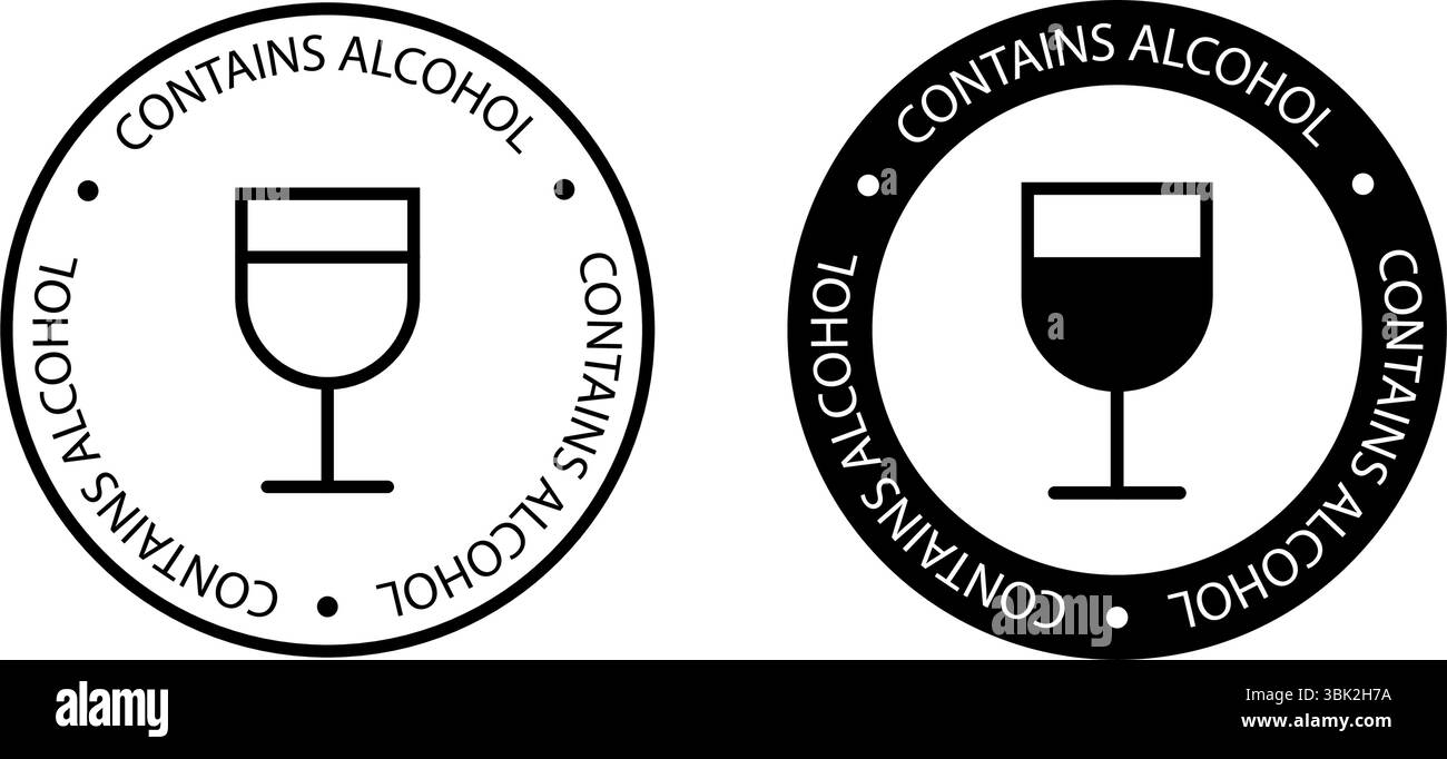 Alcohol contain icon for medication, cosmetic, food, candies. Wine ...