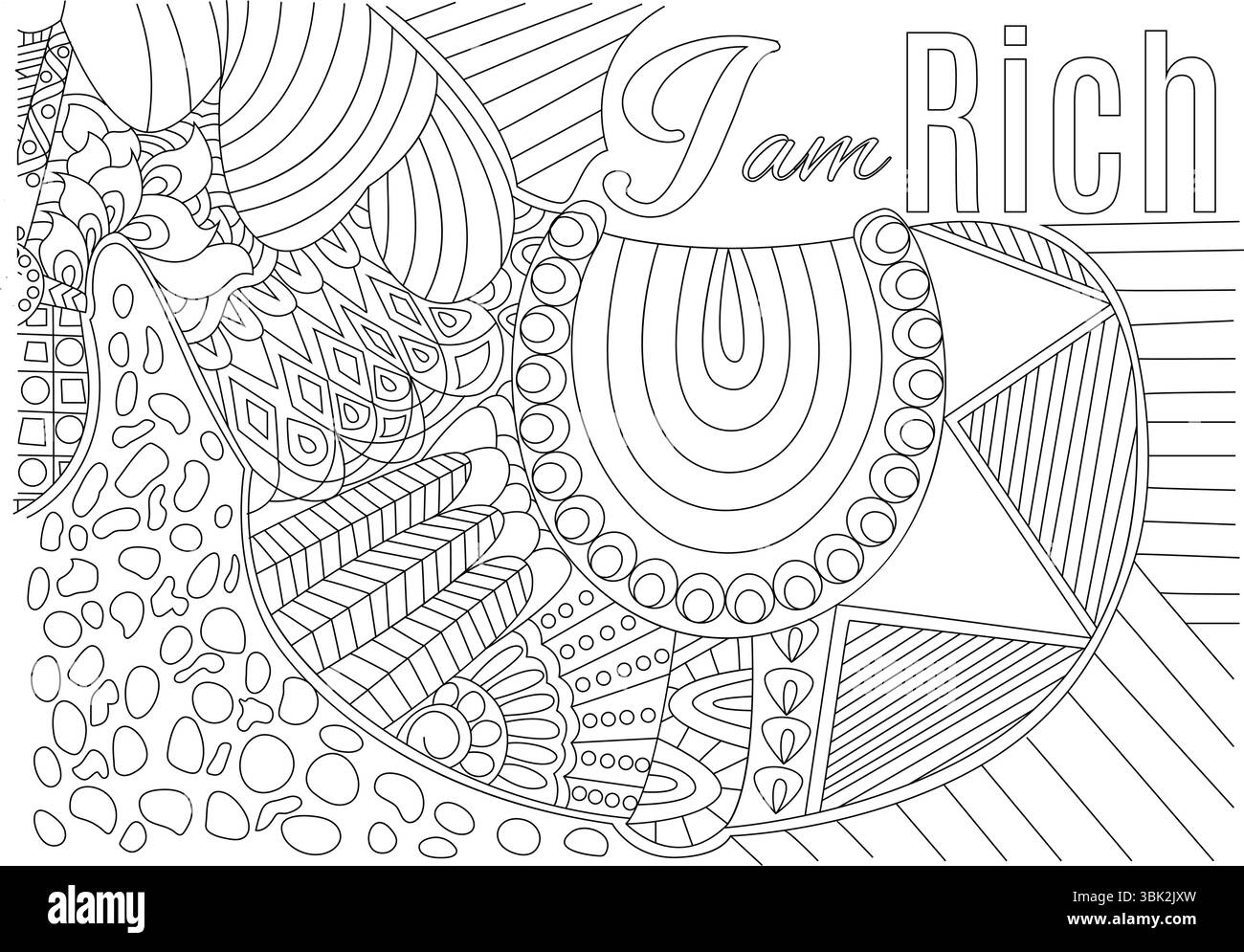 Black and white line art illustration for coloring featuring the ...