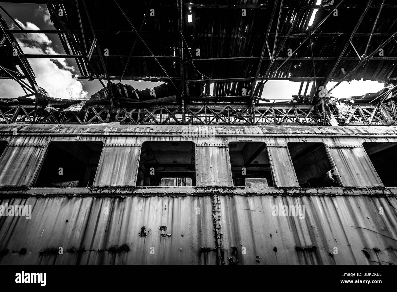 Messy vehicle interior of a train carriage angle shot Stock Photo - Alamy