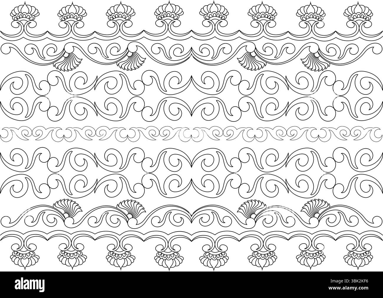 A set of horizontal border patterns inspired by traditional Indian ...