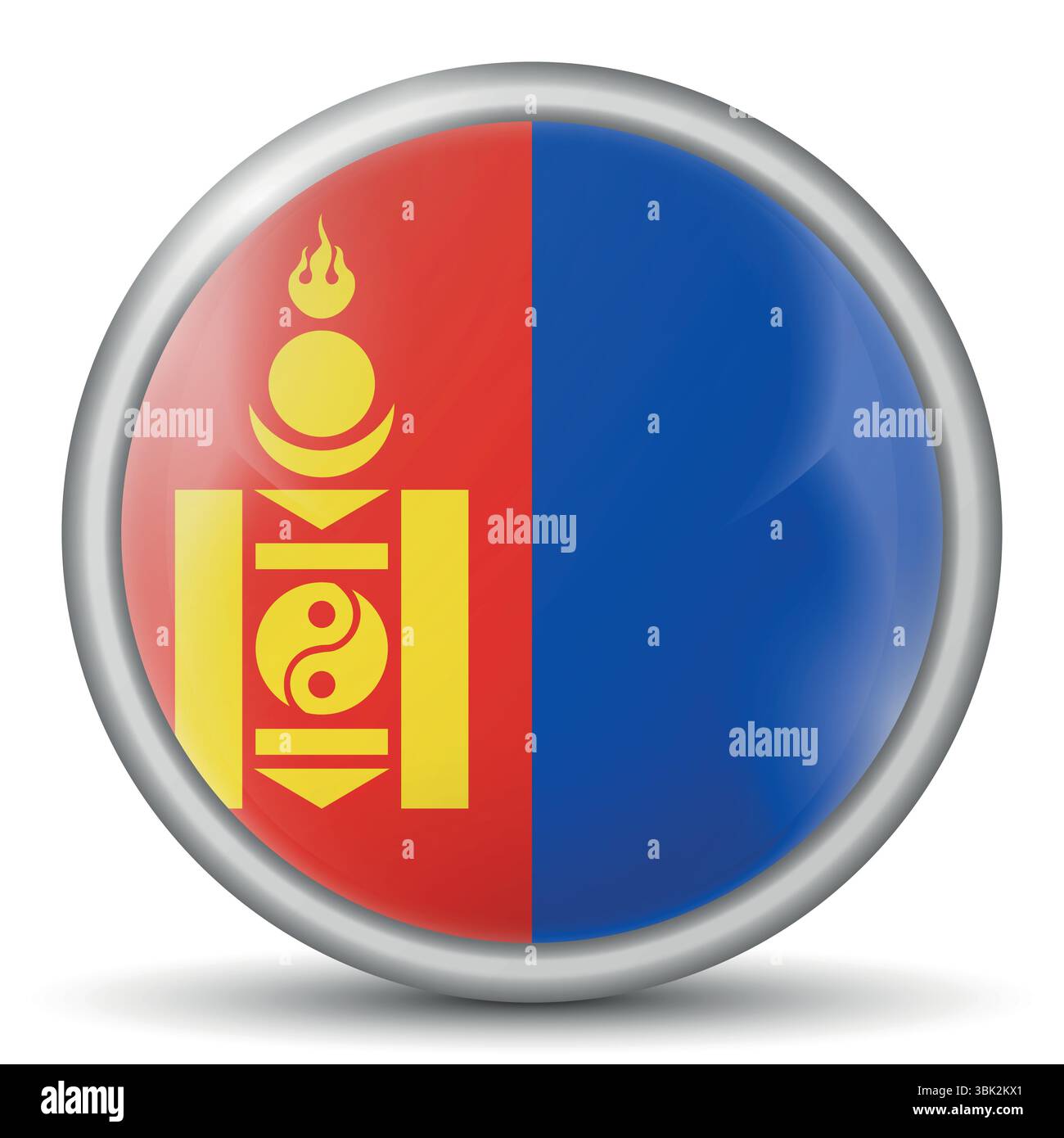 Glass light ball with flag of Mongolia. Round sphere, template icon ...