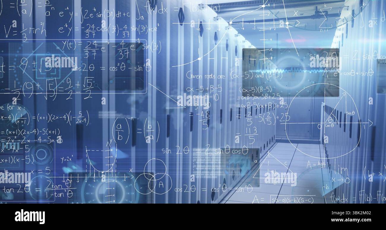 Displaying data center aisle flanked by server cabinets with indicator ...