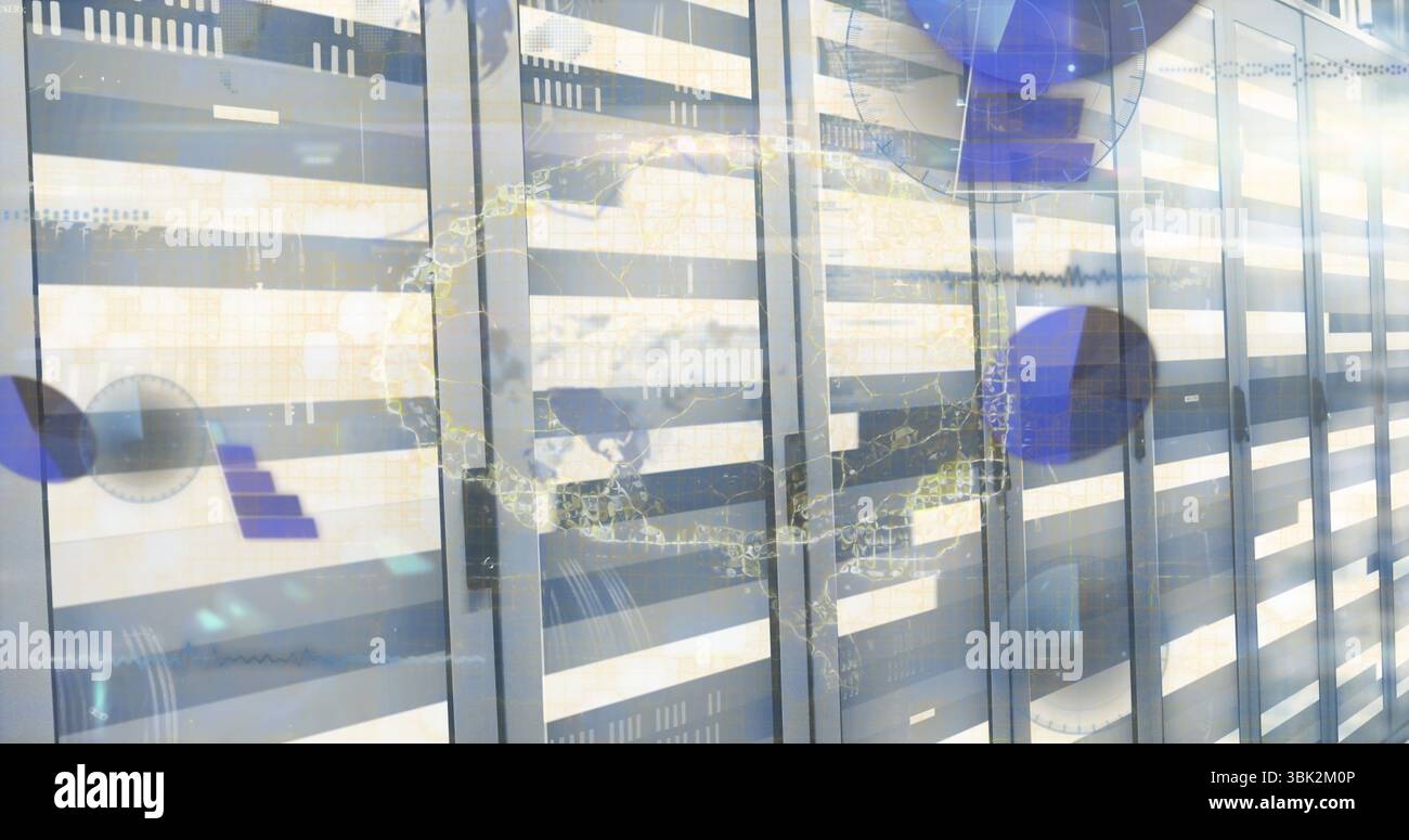 Glowing metal server racks humming in secure data center corridor, with ...