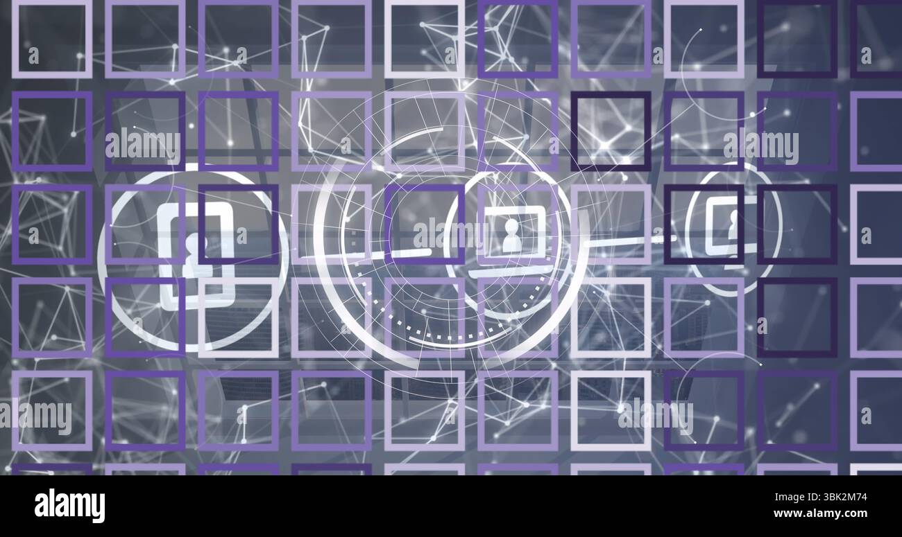 Central circular HUD showing user icon in data interface with purple ...