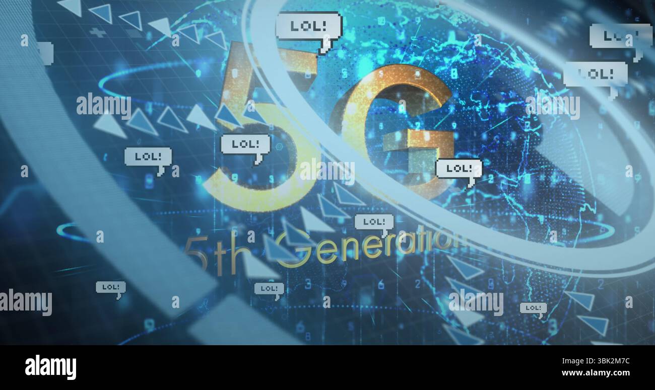 Glowing circuit patterns 5g text hi-res stock photography and images ...