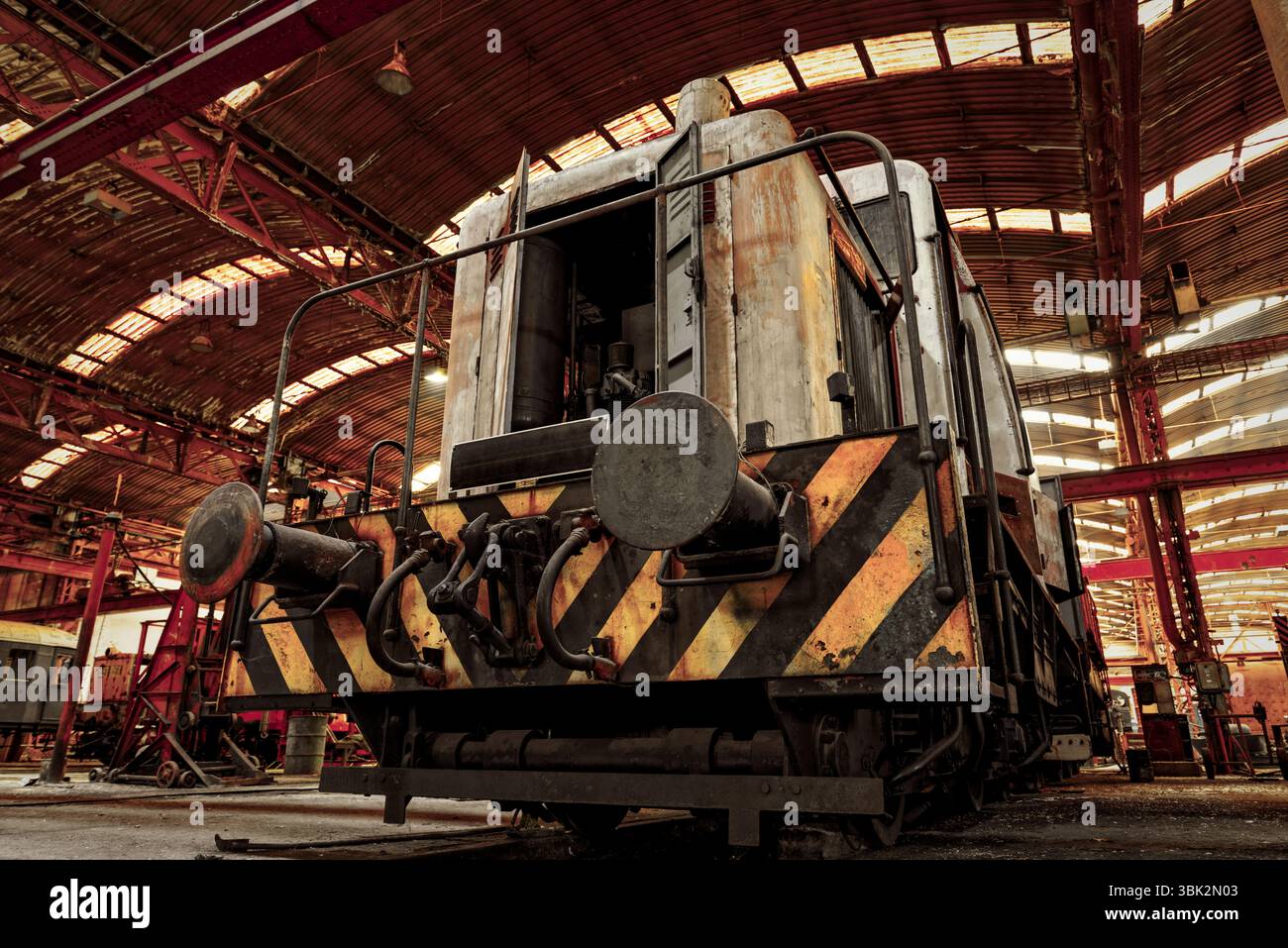 Freight train parking in a garage Stock Photo - Alamy