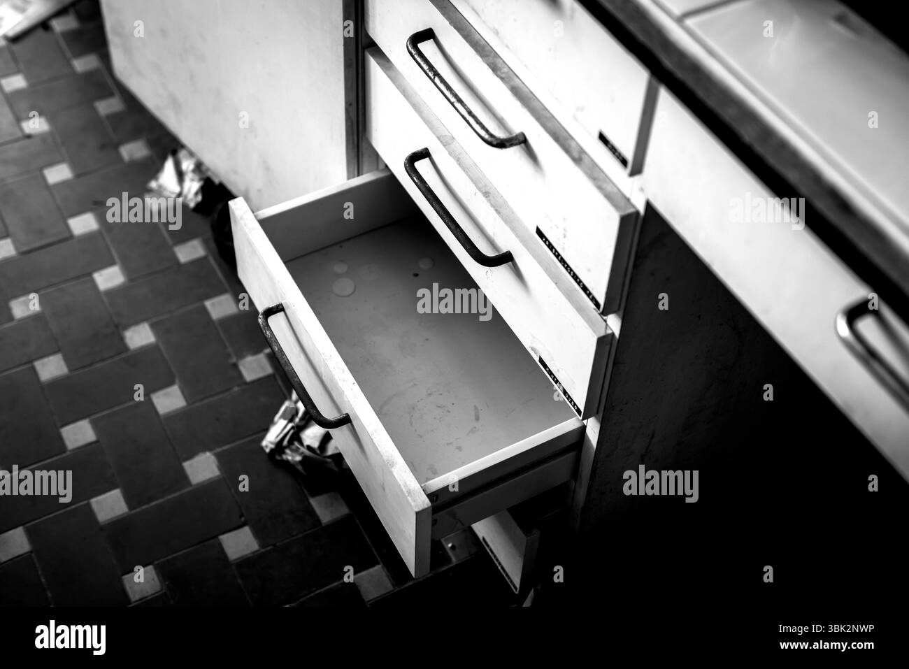 Empty desk drawer Black and White Stock Photos & Images - Alamy