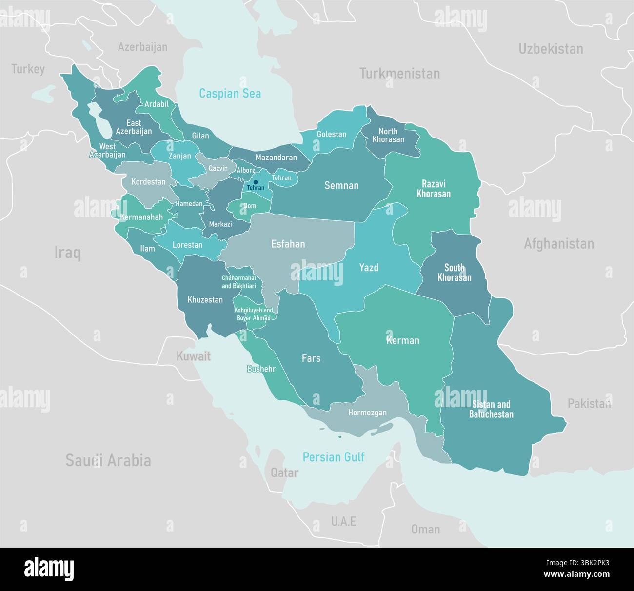 Map of Iranian provinces Vector illustration Stock Vector Image & Art - Alamy
