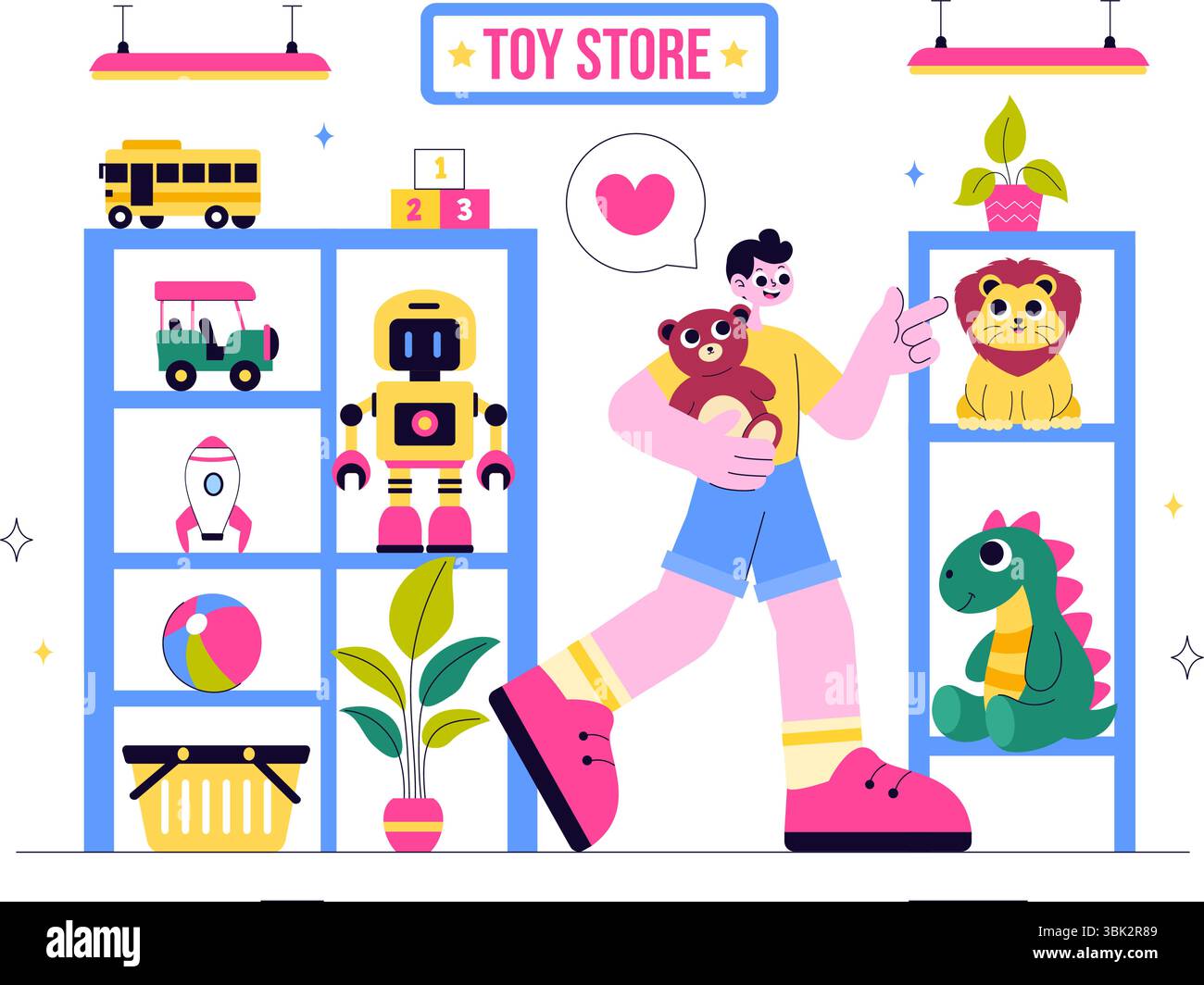 Toy Store Vector Illustration Featuring Different Types of Toys Such as ...