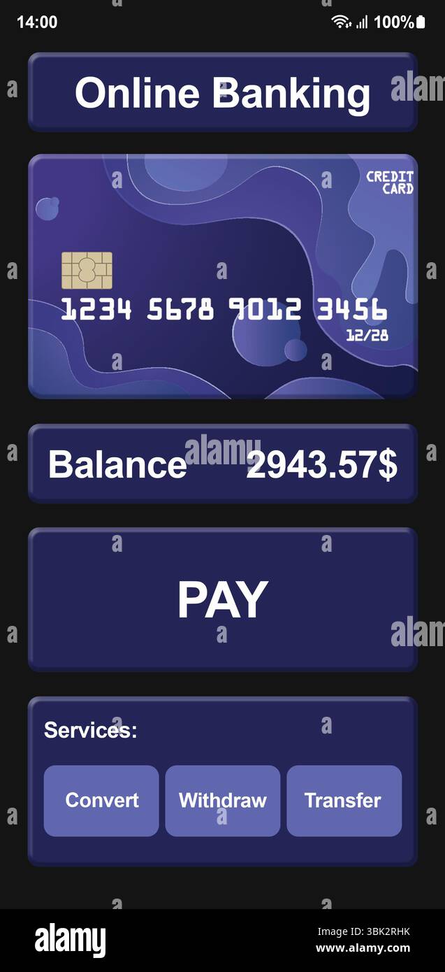Online payment application with digital bank card. Interface design for ...