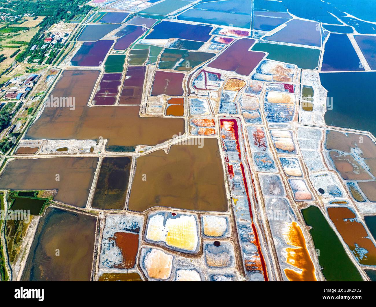 Aerial photo shows the colorful salt lake in Yuncheng City, north China ...