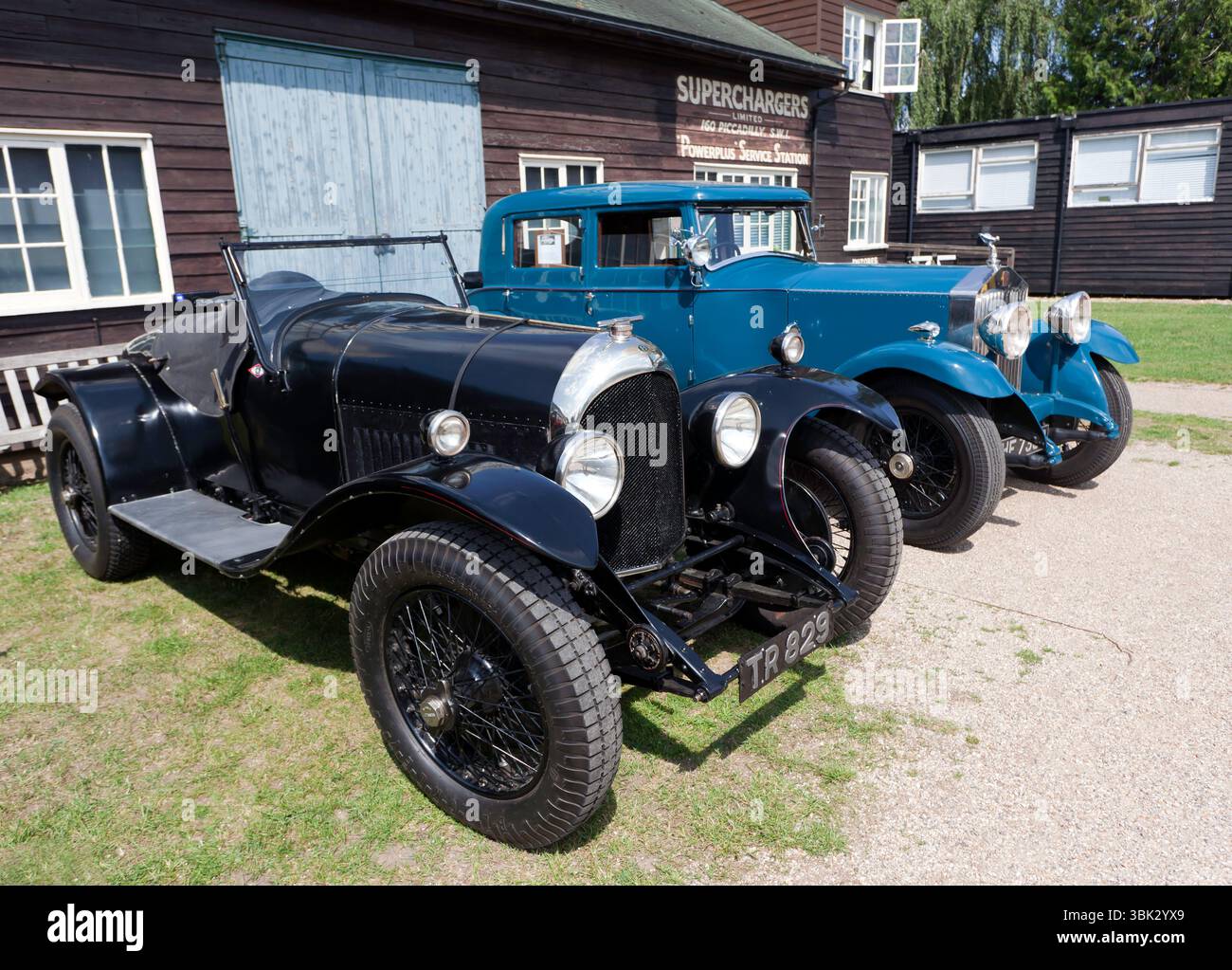 Three-quarter front view of a Green, 1925, Bentley, on display during ...