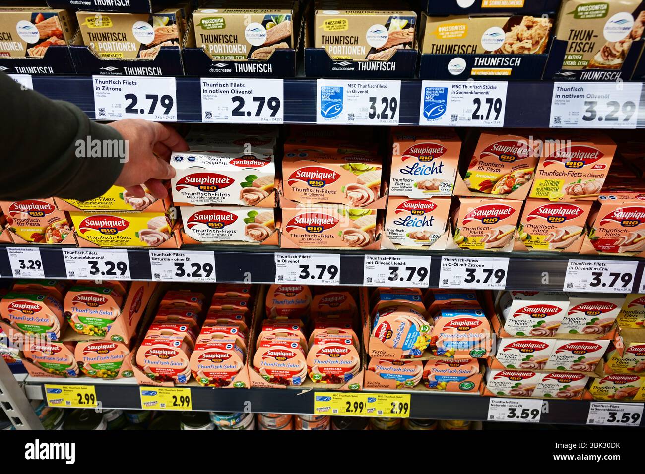 MSC certified canned fish in a Grocery Stock Photo - Alamy