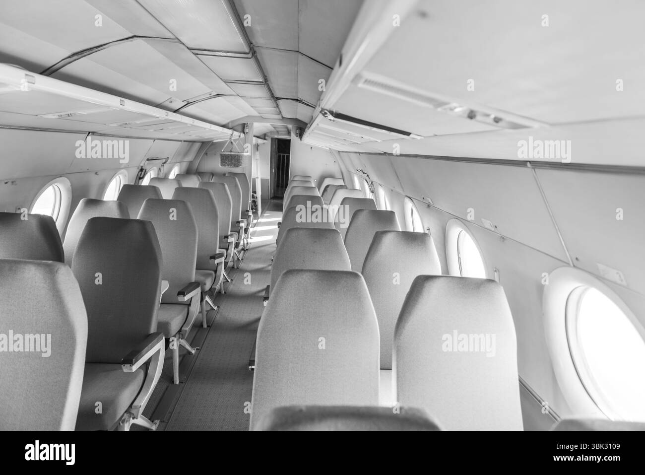 Empty passenger aisle aircraft Black and White Stock Photos & Images ...