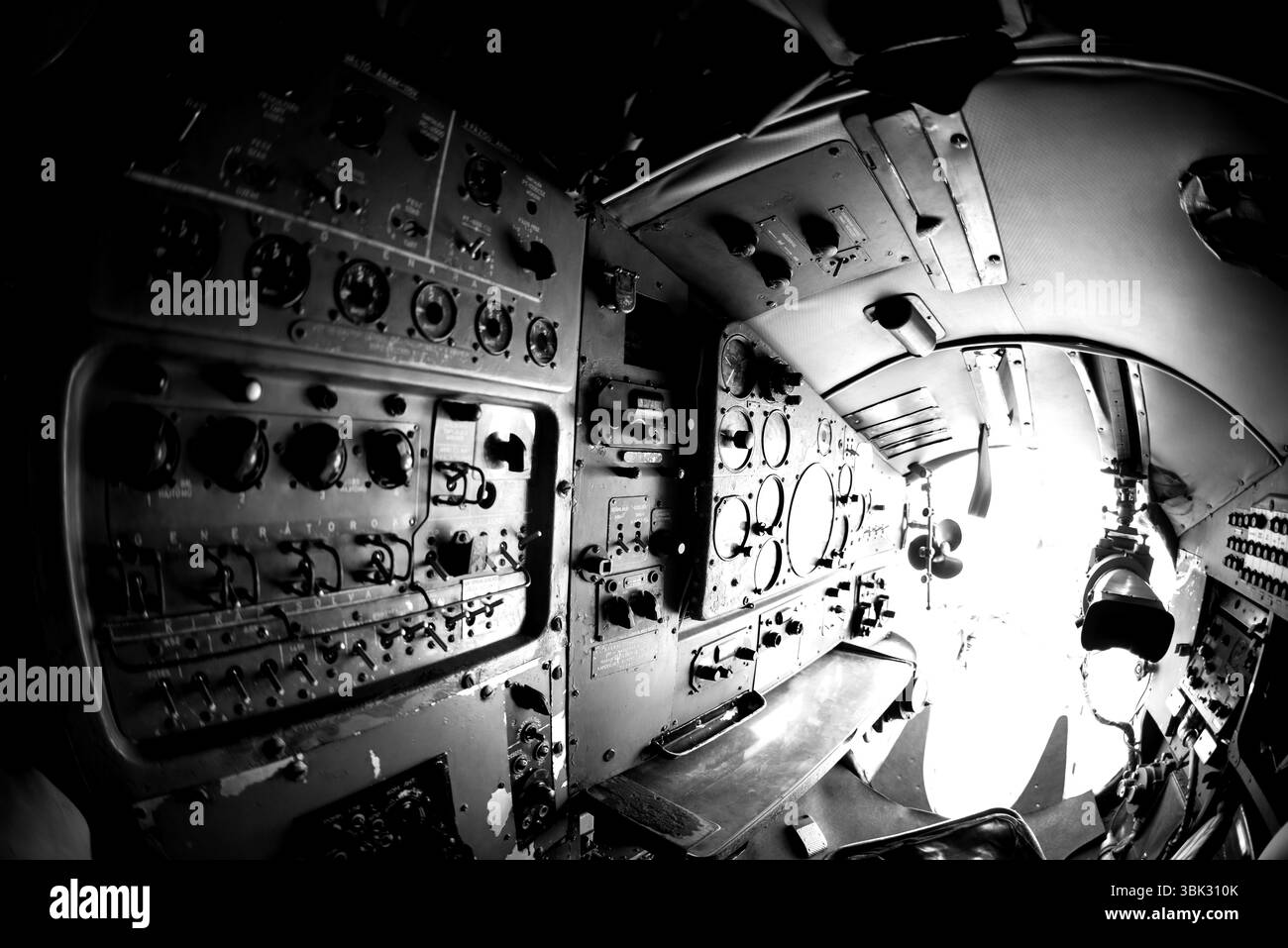 Interior of an old aircraft with control panel closeup Stock Photo - Alamy