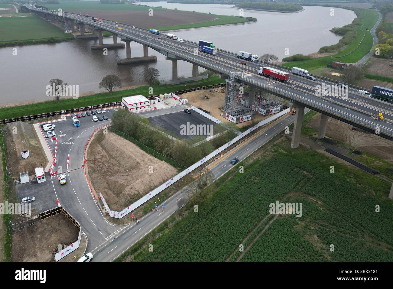 aerial view of The Ouse Bridge is a reinforced concrete plate girder ...