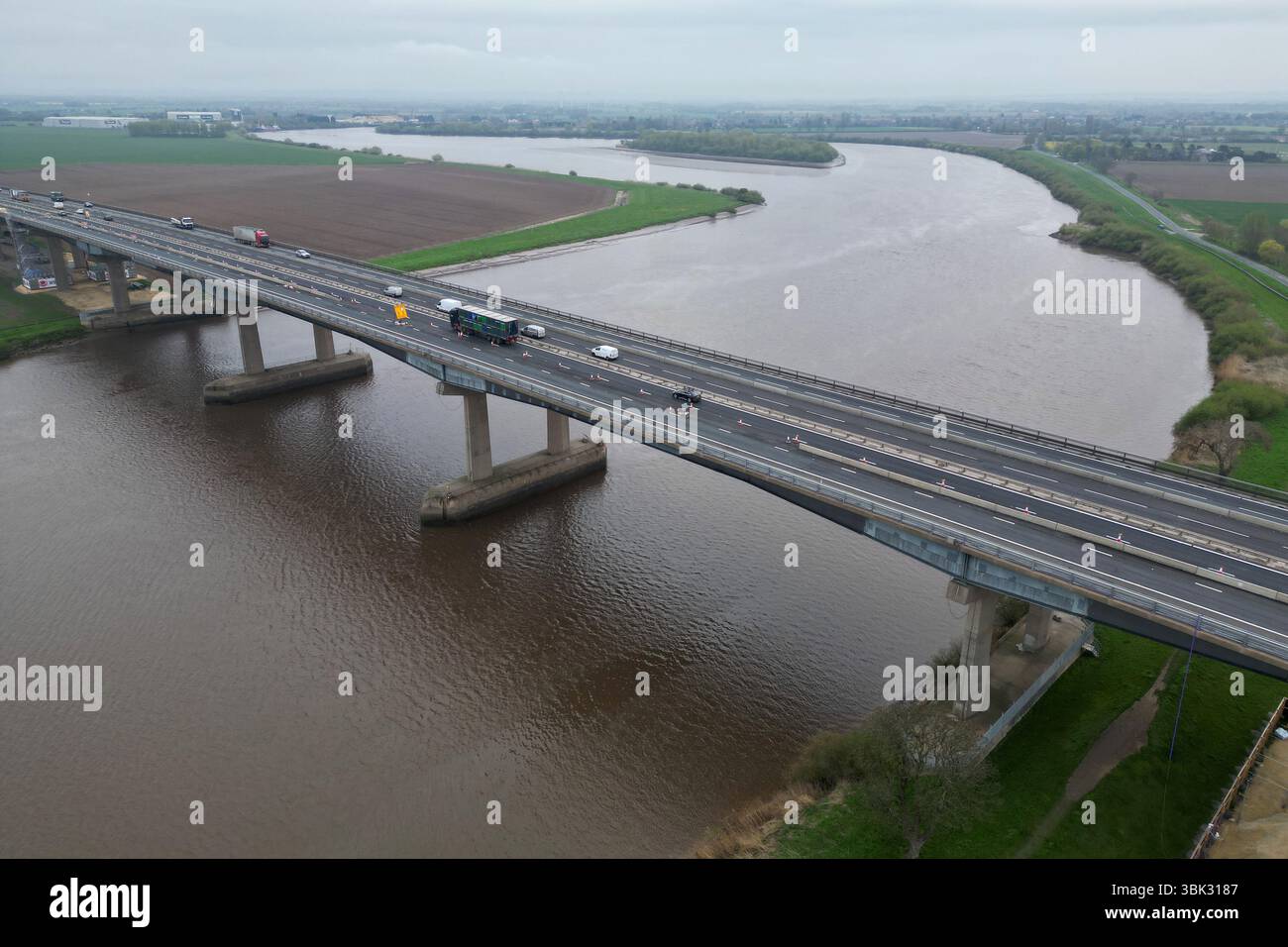 aerial view of The Ouse Bridge is a reinforced concrete plate girder ...