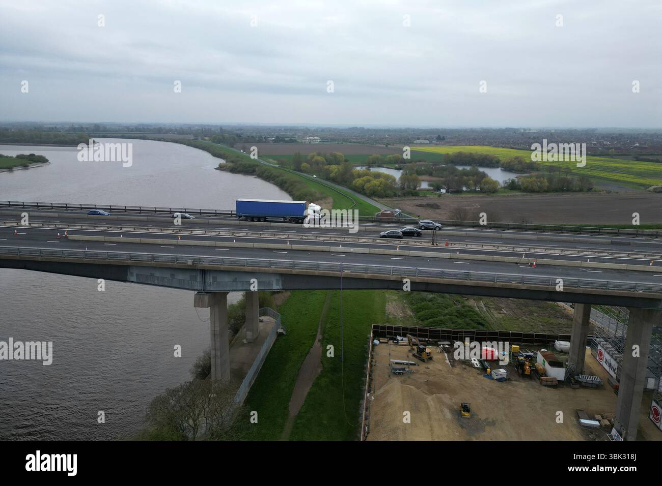 aerial view of The Ouse Bridge is a reinforced concrete plate girder ...