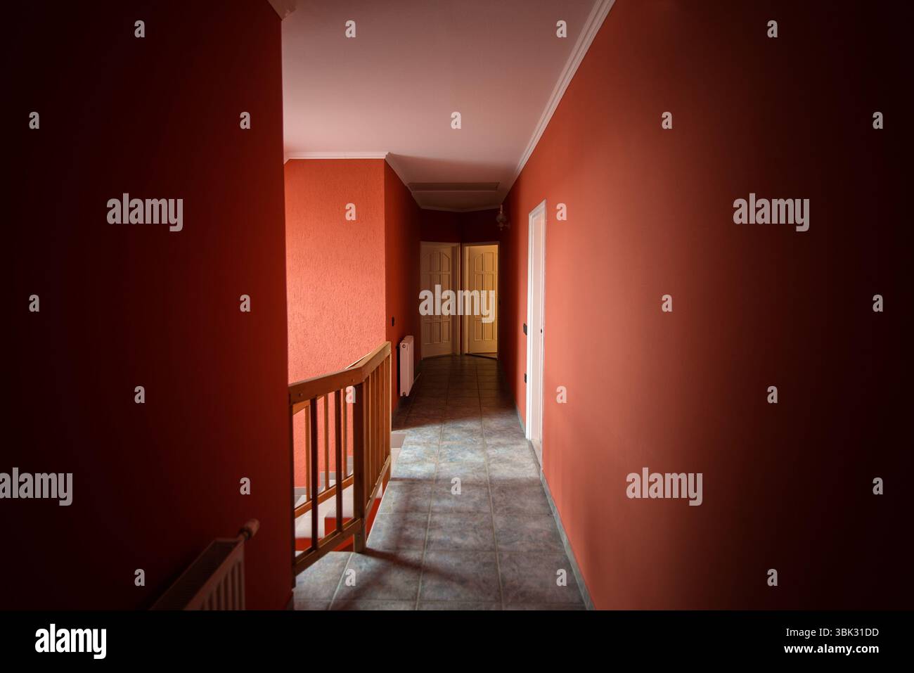 Modern hallway in house interior angle shot Stock Photo - Alamy