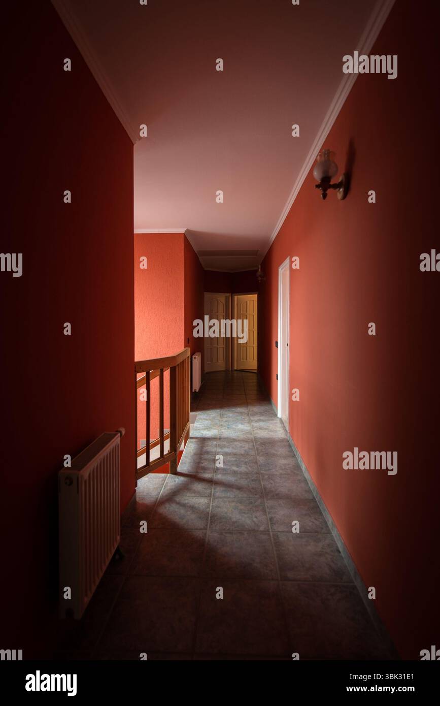Modern hallway in house interior angle shot Stock Photo - Alamy
