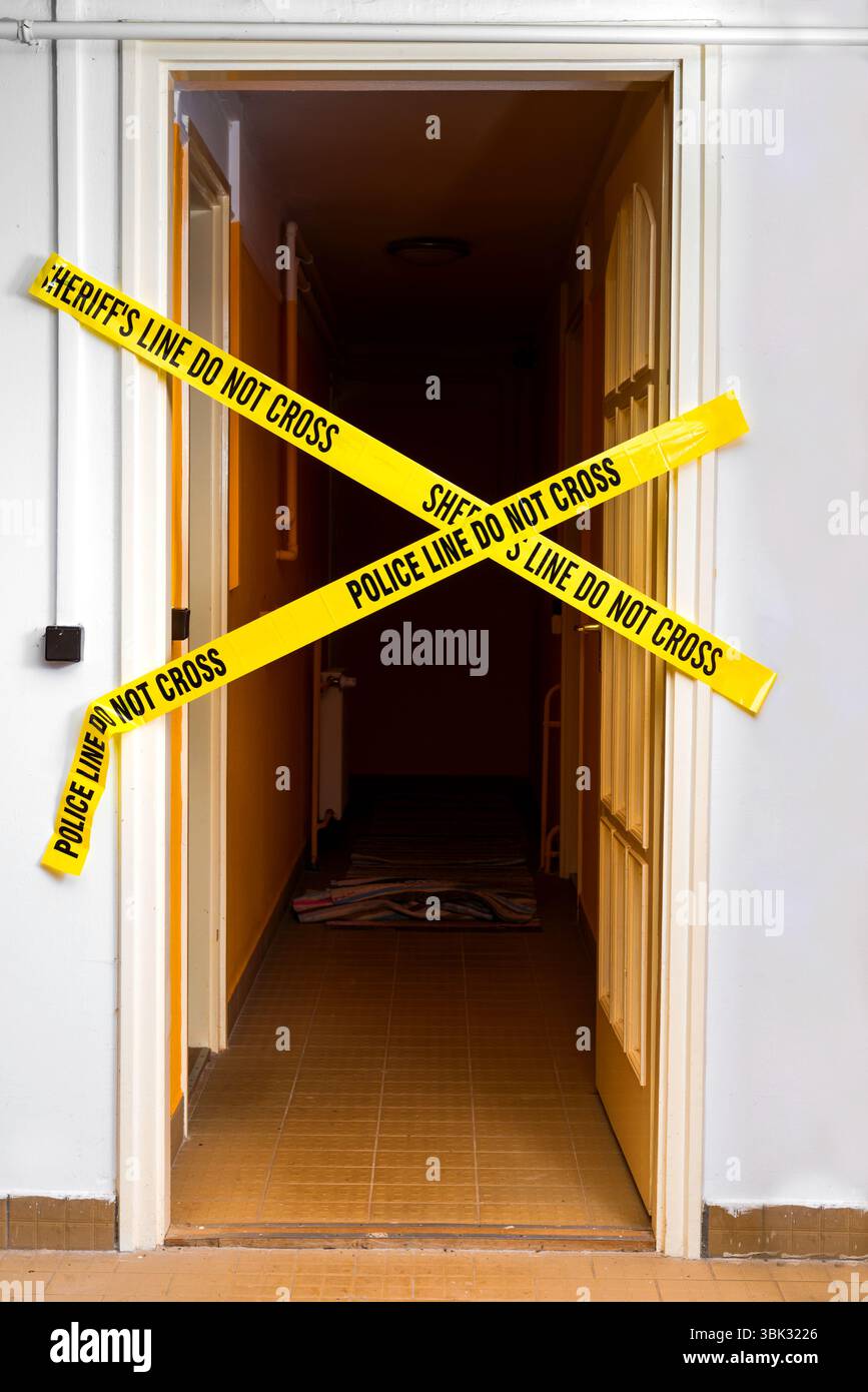 Yellow Plastic Crime Scene Do Not Cross Tape Stock Photo - Alamy