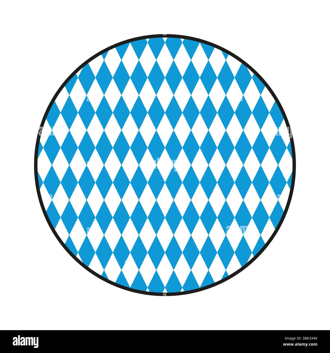 Round badge with Bavarian flag pattern in blue and white colors ...