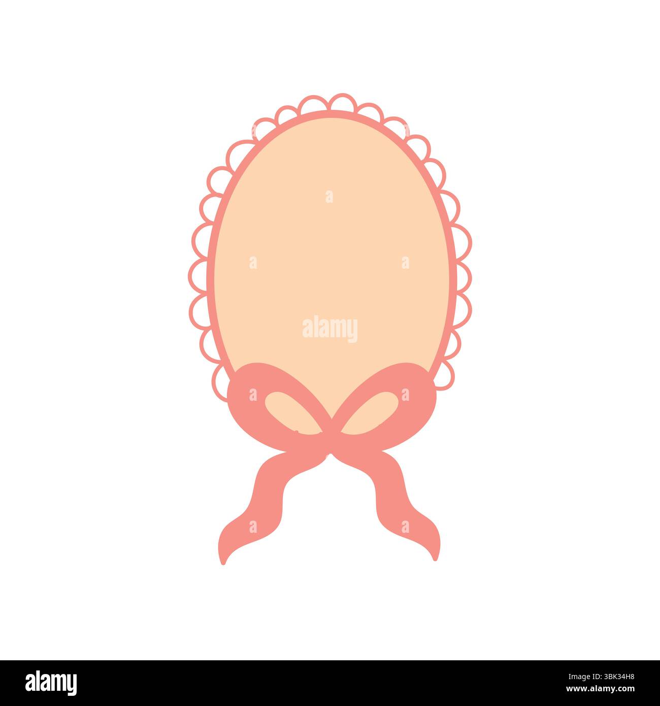 Soft pastel-colored oval frame with scalloped border and decorative ...
