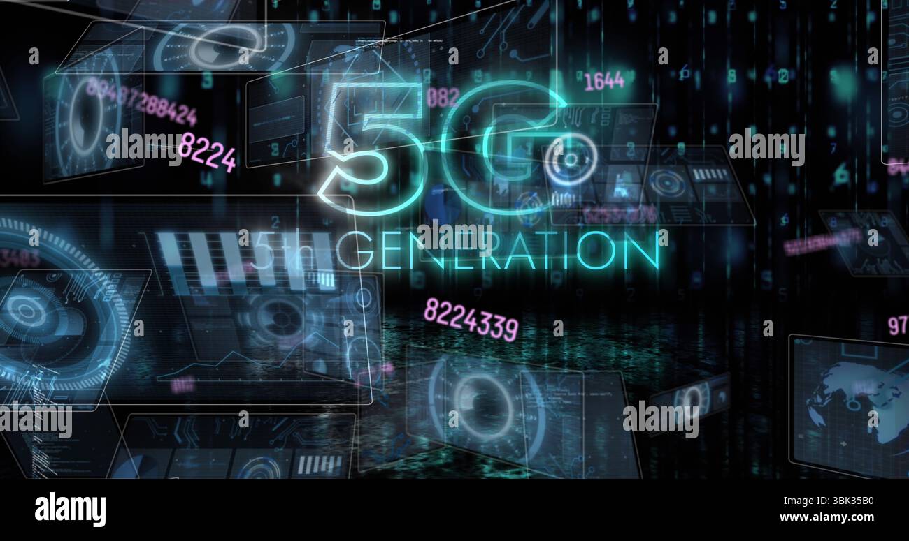 Glowing circuit patterns 5g text hi-res stock photography and images - Alamy