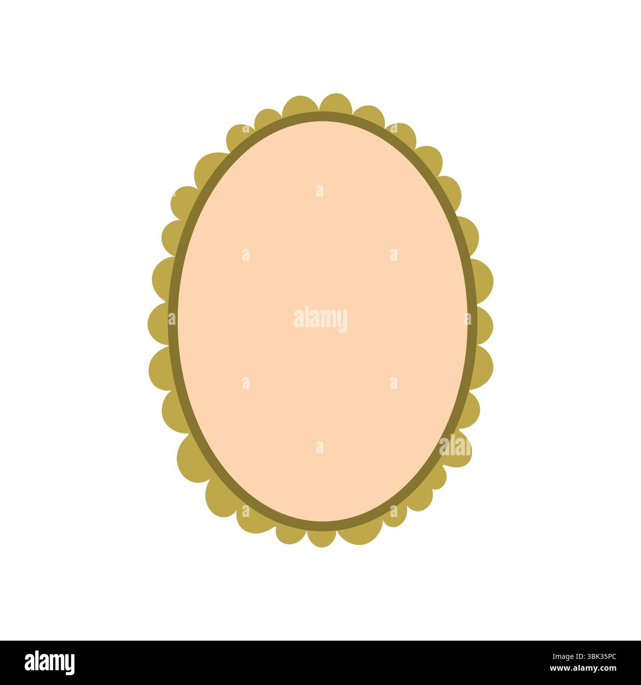 Simple oval frame with scalloped edge in earthy green and peach, ideal ...