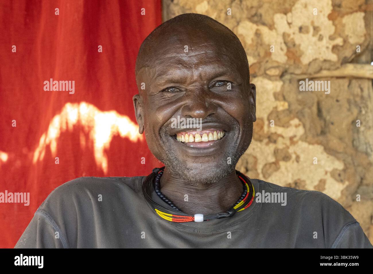 Mature man with a smile, Karamoja, Uganda Stock Photo - Alamy