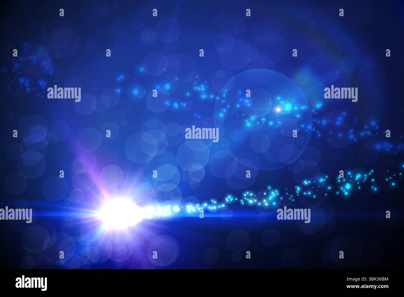 Abstract featuring swirling electric-blue sparkles over blue gradient ...