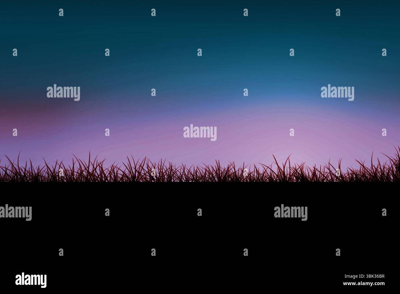 Silhouetted grass blades are stretching horizontally across smooth ...