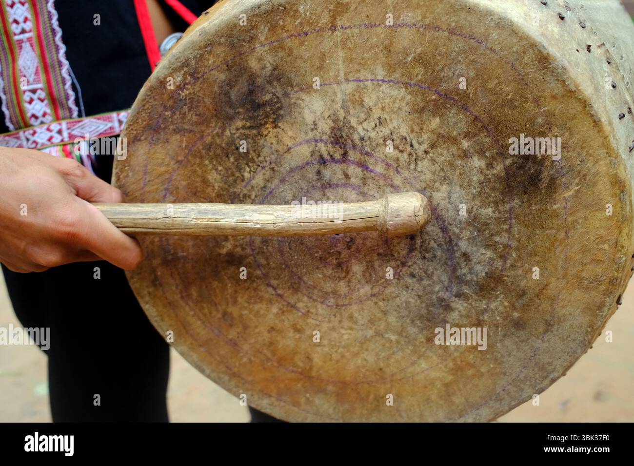 Traditional ceremony in a Bahnar ethnic village in the Kontum region ...
