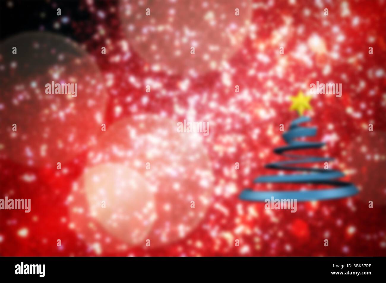 Flat design showing blue ribbon Christmas tree with yellow star in red ...