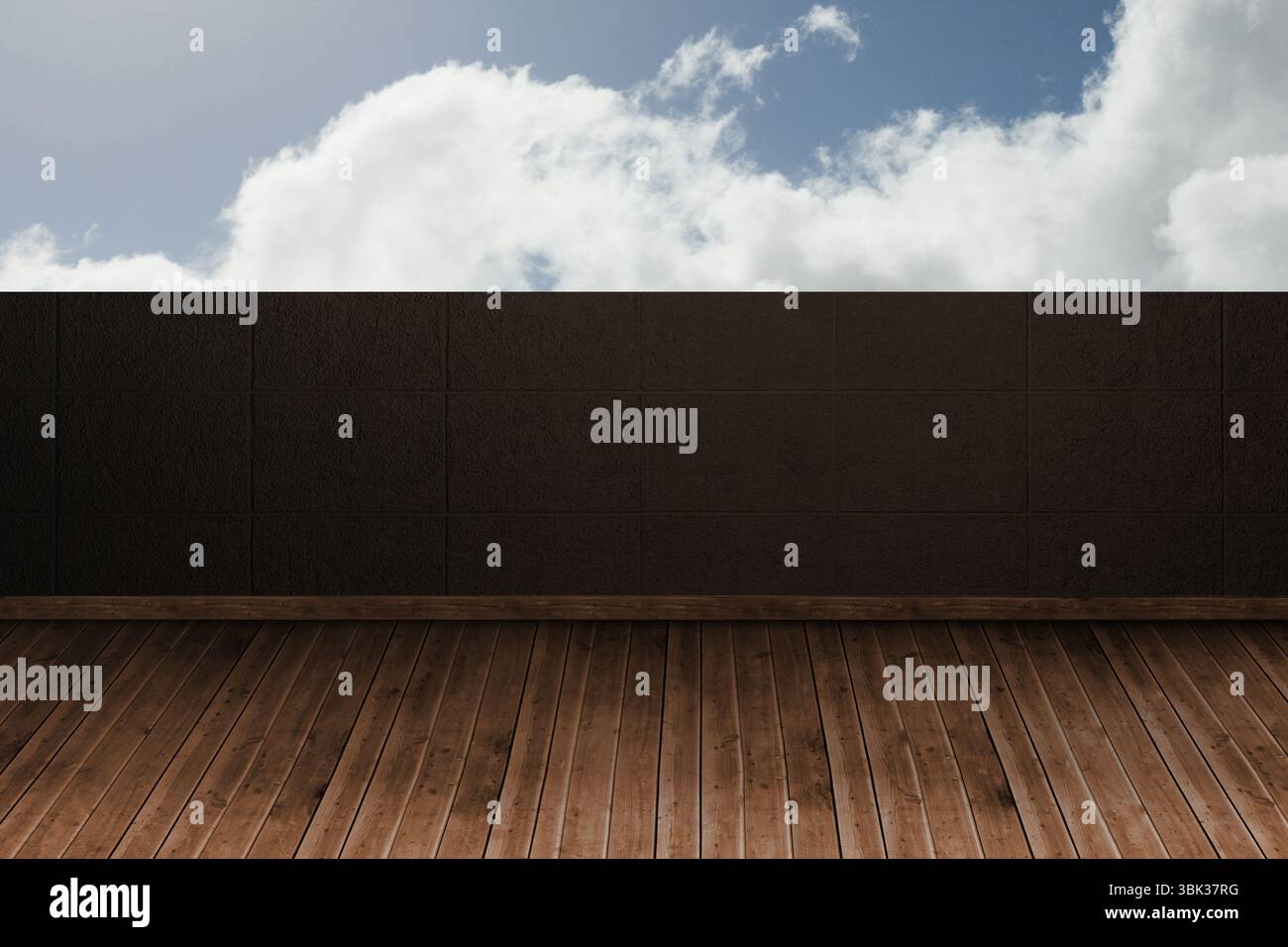 Flat design patio is showing wooden floor with grainy texture, dark ...