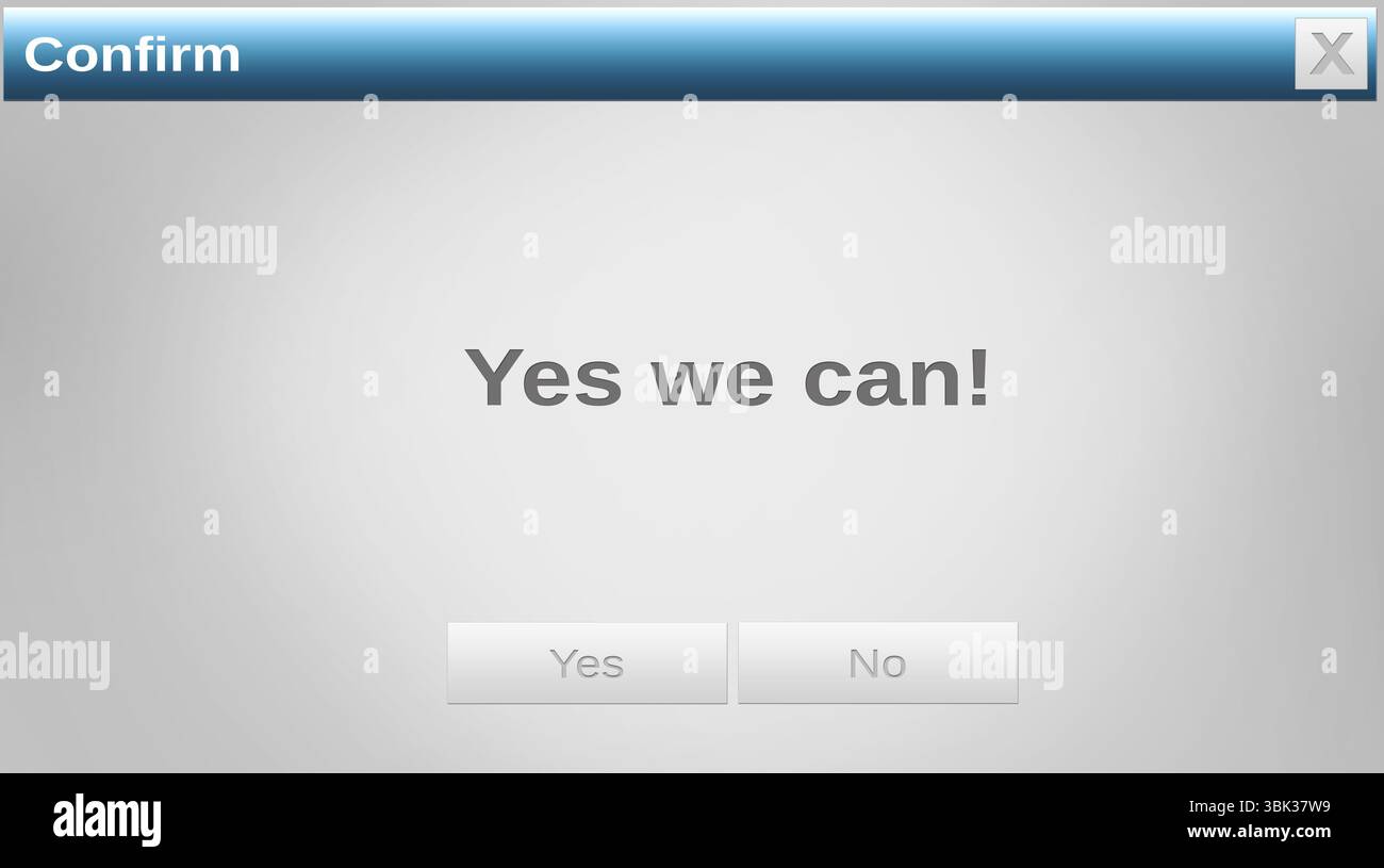 Displaying confirmation dialog in flat design with blue title bar, bold ...