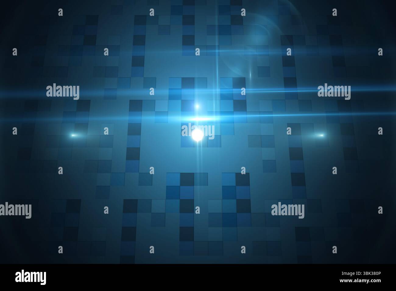 Displaying bright central glowing orb emitting horizontal lens flares ...