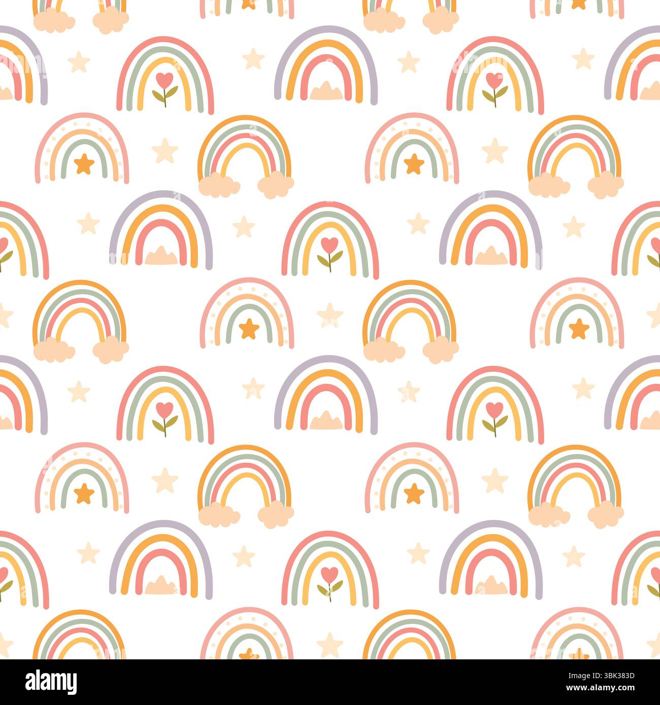 Playful rainbow collection in pastel colors featuring hearts, stars ...