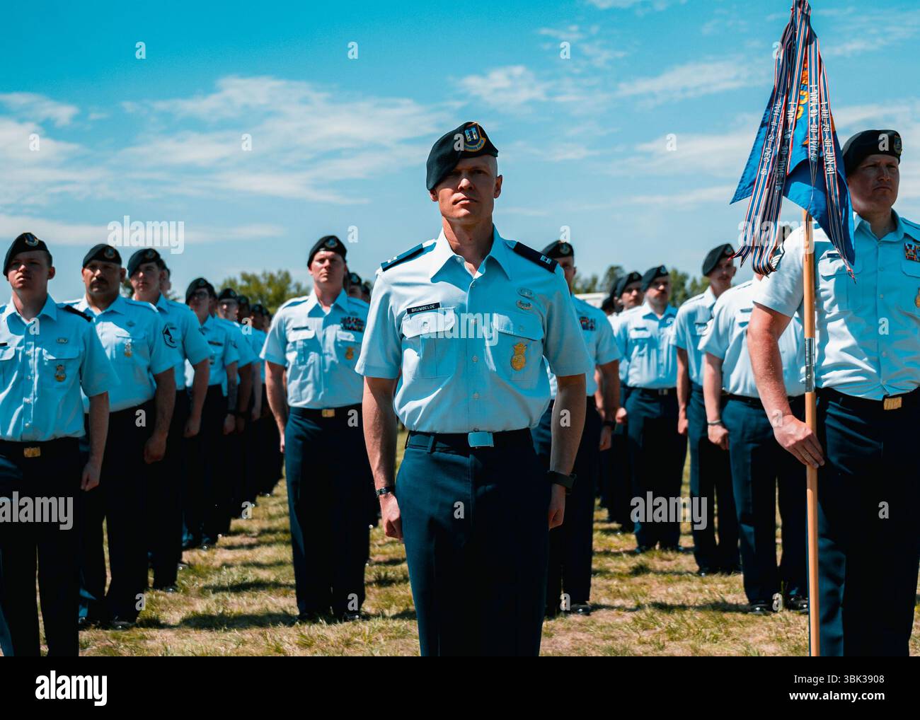90th Security Forces Group Airmen stand at attention during the 90 MW ...