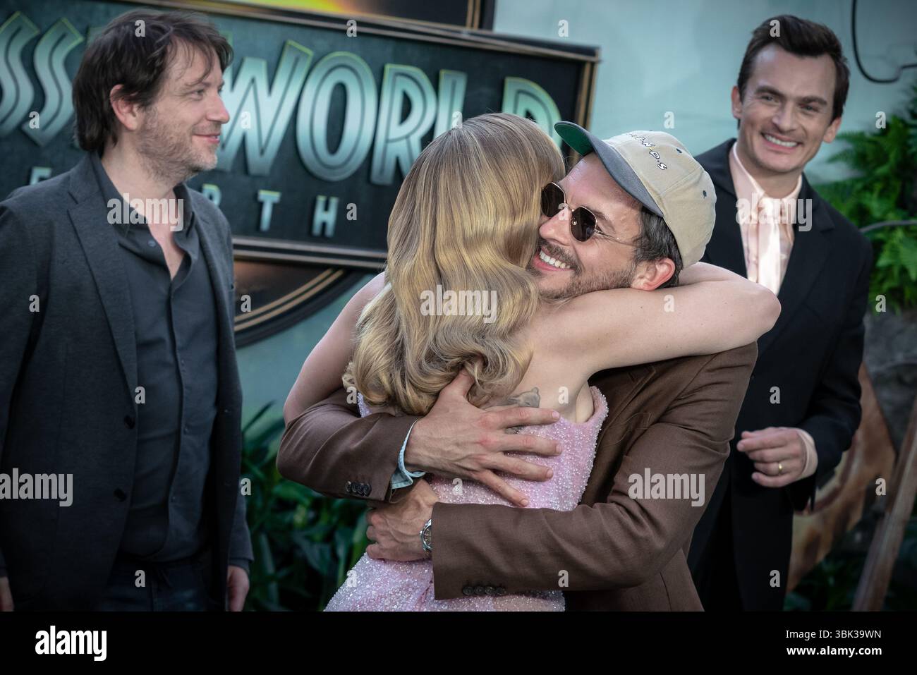 London, UK. 17th June, 2025. (L-R) Gareth Edwards, Scarlett Scarlett Johansson, Jonathan Bailey ...