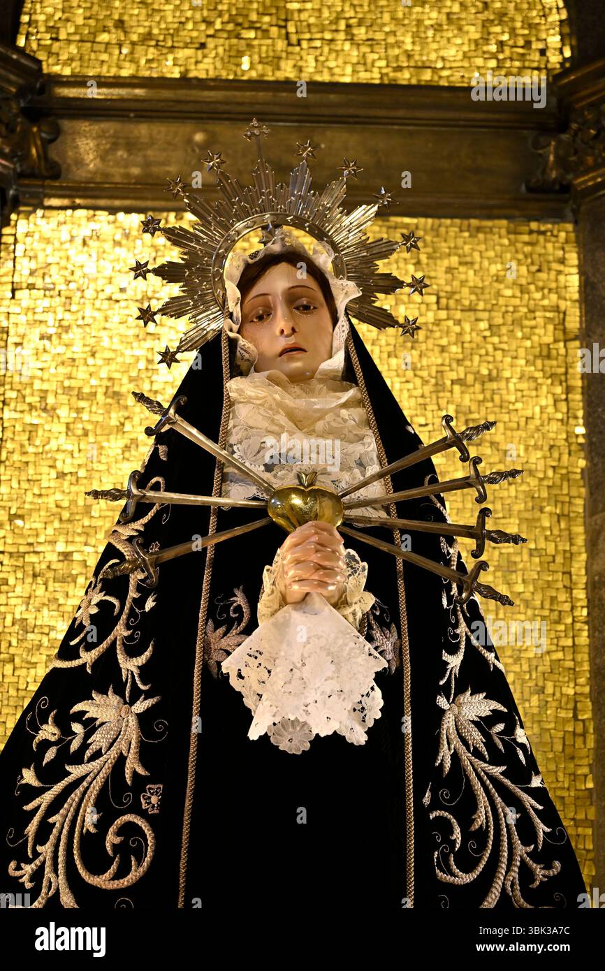 Statue of Mater Dolorosa, Our Lady of Sorrows inside Catholic catherdal ...