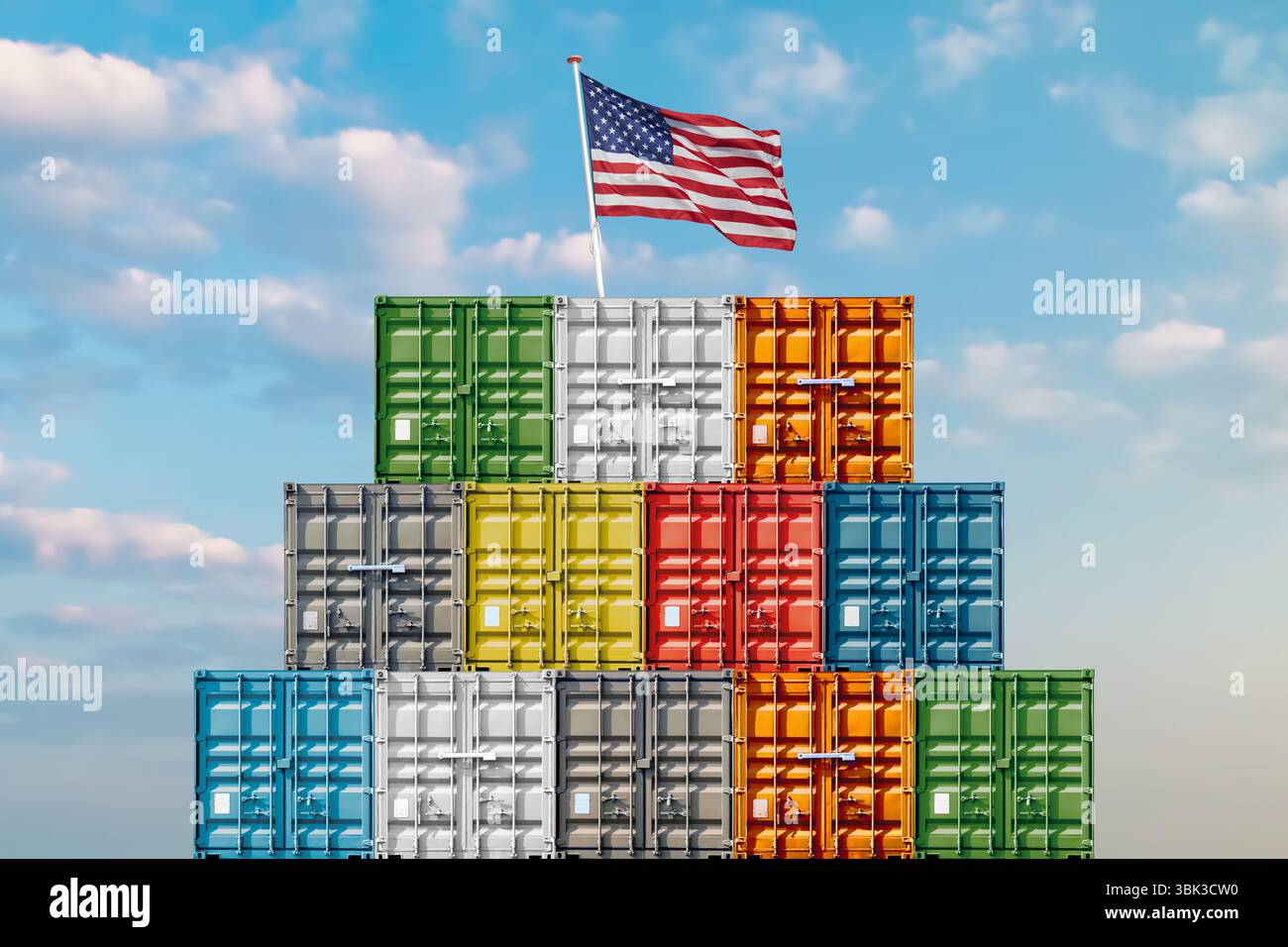 Cargo containers on us flag hi-res stock photography and images - Alamy